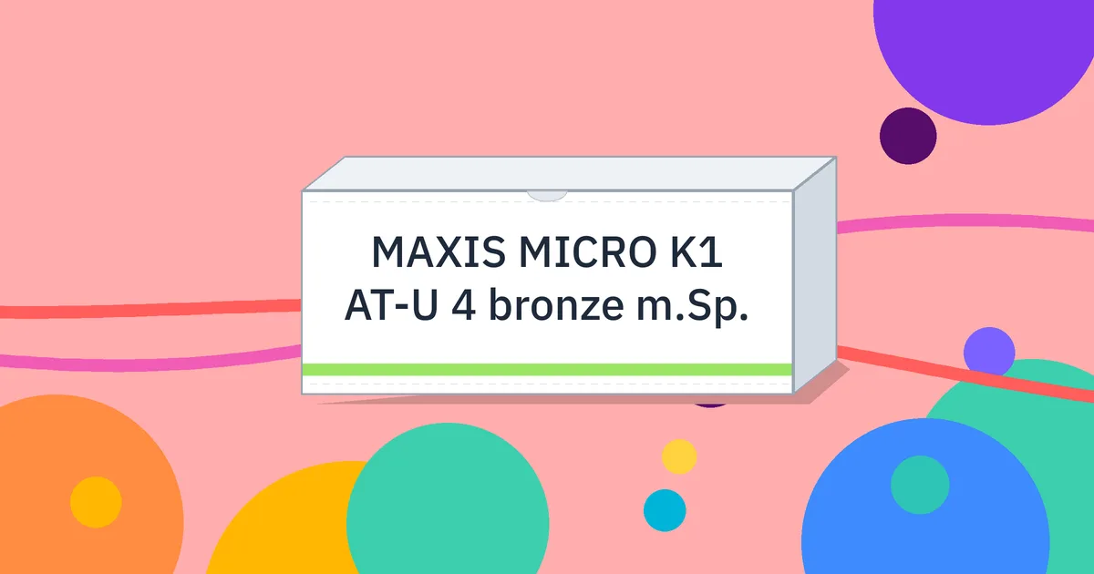 Symbolbild: Packung mit der Aufschrift MAXIS MICRO K1 AT-U 4 bronze m.Sp. (PZN 17671709) – Verfügbarkeit und Bezug in Apotheken in Frankfurt am Main
