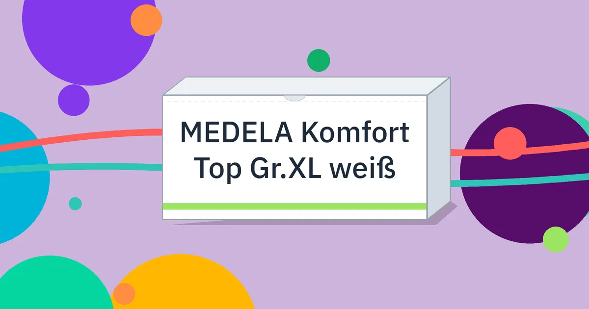 Symbolbild: Packung mit der Aufschrift MEDELA Komfort Top Gr.XL weiß (PZN 16824223) – Verfügbarkeit und Bezug in Apotheken in Frankfurt am Main