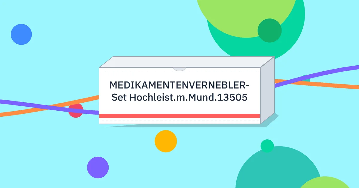 Symbolbild: Packung mit der Aufschrift MEDIKAMENTENVERNEBLER-Set Hochleist.m.Mund.13505 (PZN 00540854) – Verfügbarkeit und Bezug in Apotheken in Frankfurt am Main