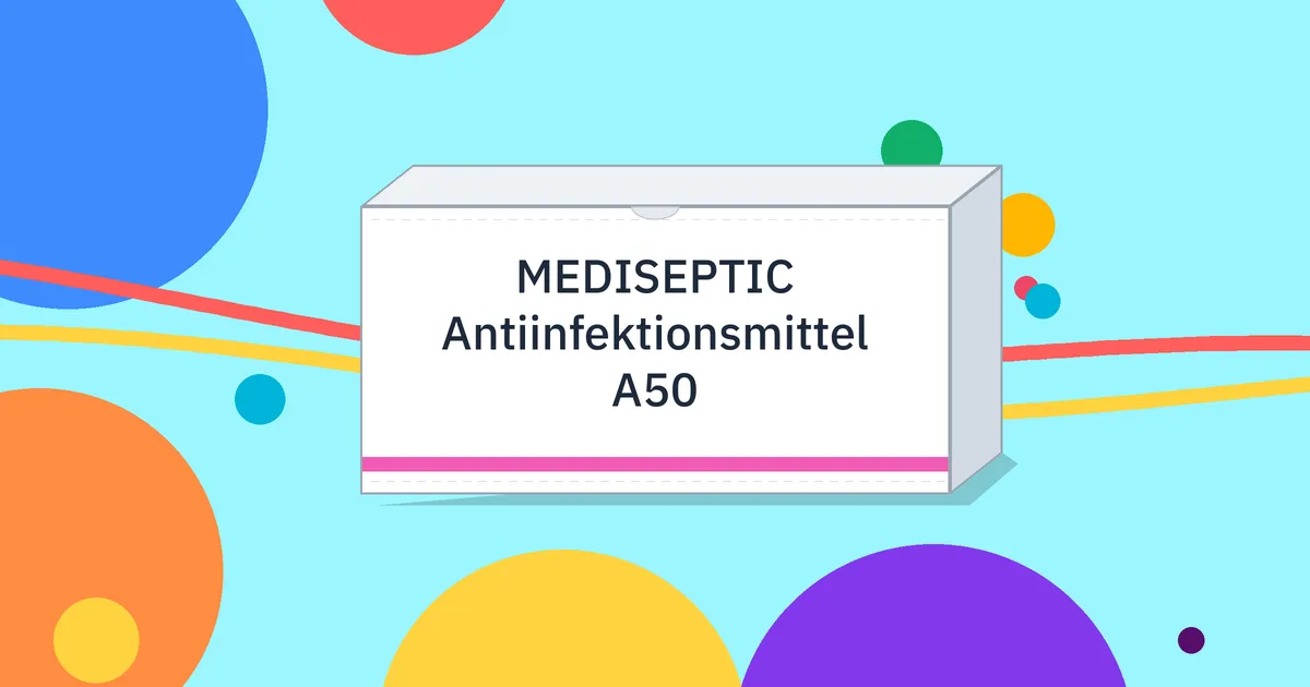 Symbolbild: Packung mit der Aufschrift MEDISEPTIC Antiinfektionsmittel A50 (PZN 16678342) – Verfügbarkeit und Bezug in Apotheken in Frankfurt am Main