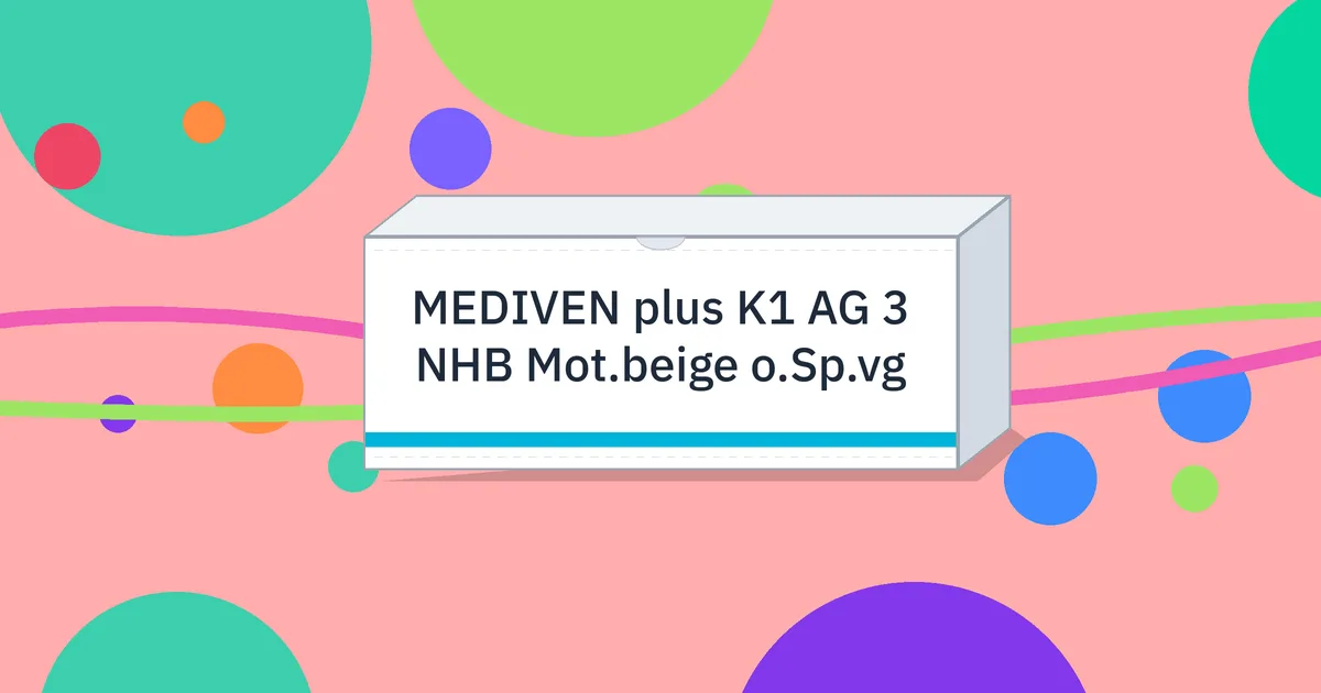 Symbolbild: Packung mit der Aufschrift MEDIVEN plus K1 AG 3 NHB Mot.beige o.Sp.vg (PZN 15916101) – Verfügbarkeit und Bezug in Apotheken in Frankfurt am Main