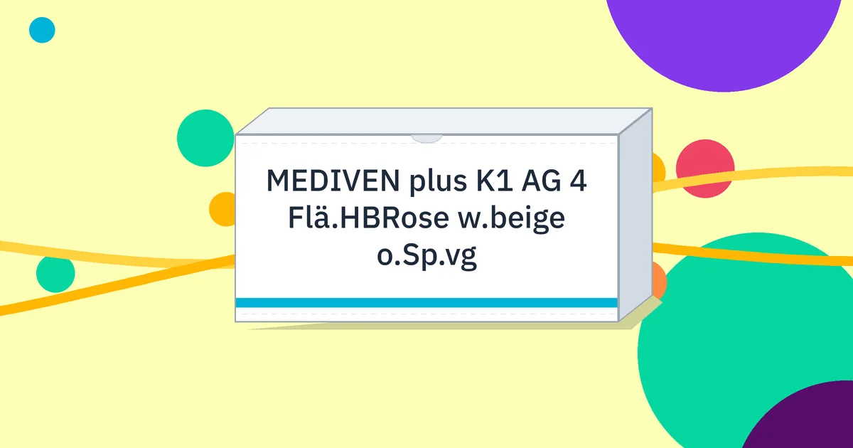 Symbolbild: Packung mit der Aufschrift MEDIVEN plus K1 AG 4 Flä.HBRose w.beige o.Sp.vg (PZN 15914326) – Verfügbarkeit und Bezug in Apotheken in Frankfurt am Main