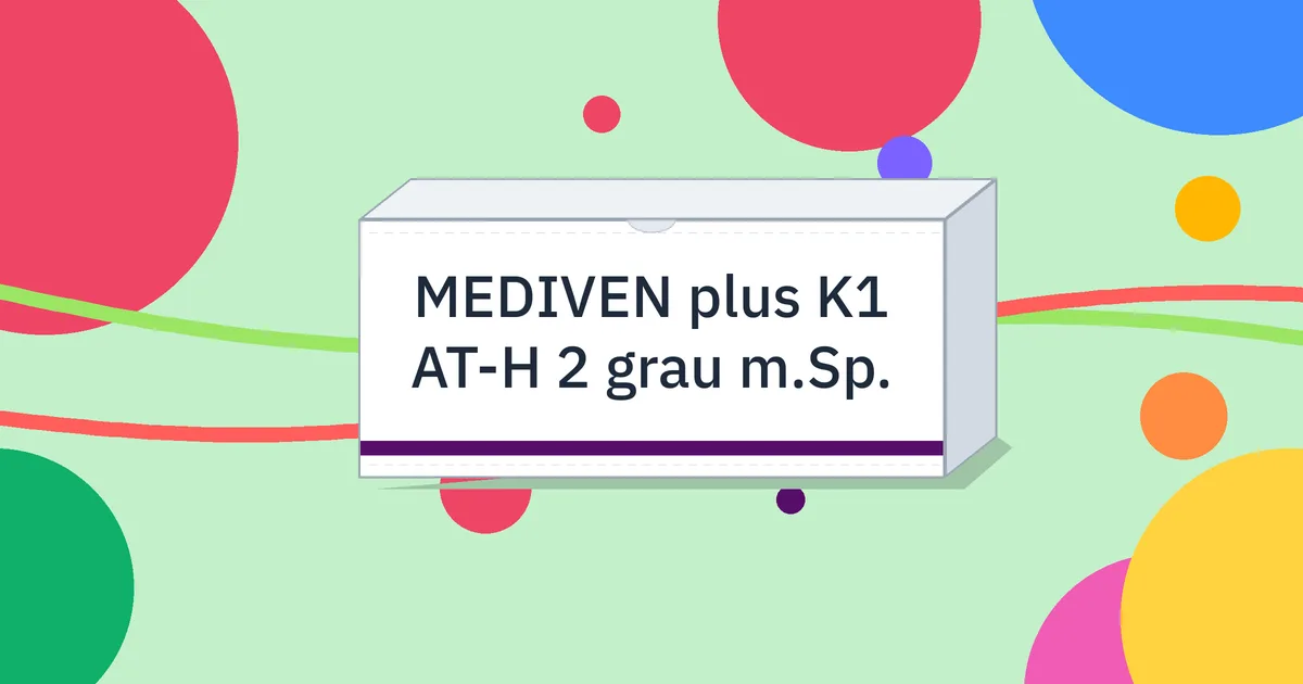 Symbolbild: Packung mit der Aufschrift MEDIVEN plus K1 AT-H 2 grau m.Sp. (PZN 18932951) – Verfügbarkeit und Bezug in Apotheken in Frankfurt am Main