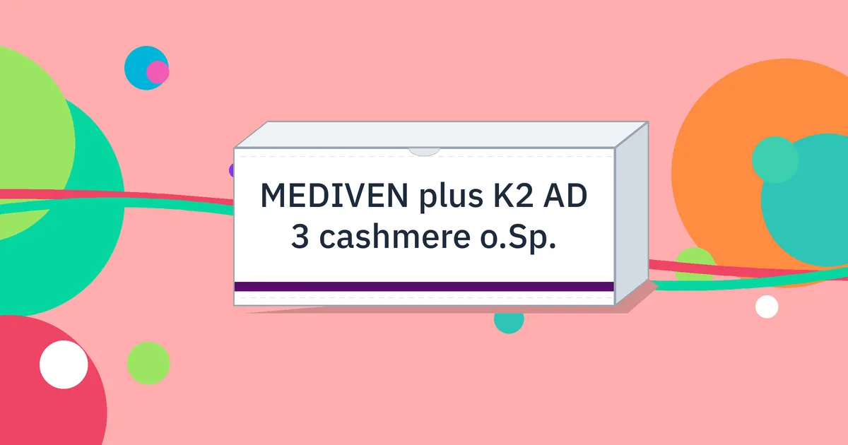Symbolbild: Packung mit der Aufschrift MEDIVEN plus K2 AD 3 cashmere o.Sp. (PZN 15092812) – Verfügbarkeit und Bezug in Apotheken in Frankfurt am Main