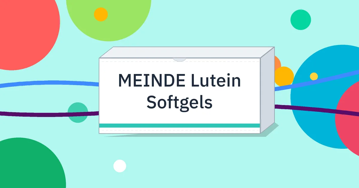 Symbolbild: Packung mit der Aufschrift MEINDE Lutein Softgels (PZN 20103848) – Verfügbarkeit und Bezug in Apotheken in Frankfurt am Main