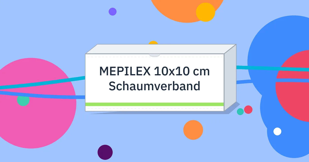 Symbolbild: Packung mit der Aufschrift MEPILEX 10x10 cm Schaumverband (PZN 17414237) – Verfügbarkeit und Bezug in Apotheken in Frankfurt am Main