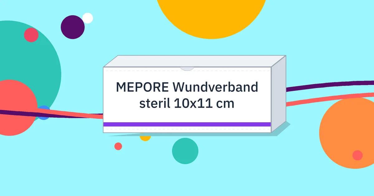 Symbolbild: Packung mit der Aufschrift MEPORE Wundverband steril 10x11 cm (PZN 05868039) – Verfügbarkeit und Bezug in Apotheken in Frankfurt am Main
