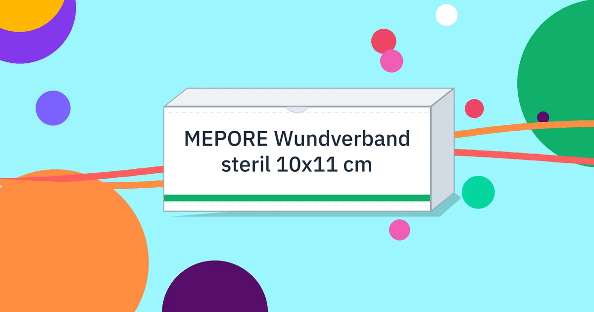 Symbolbild: Packung mit der Aufschrift MEPORE Wundverband steril 10x11 cm (PZN 11003214) – Verfügbarkeit und Bezug in Apotheken in Frankfurt am Main