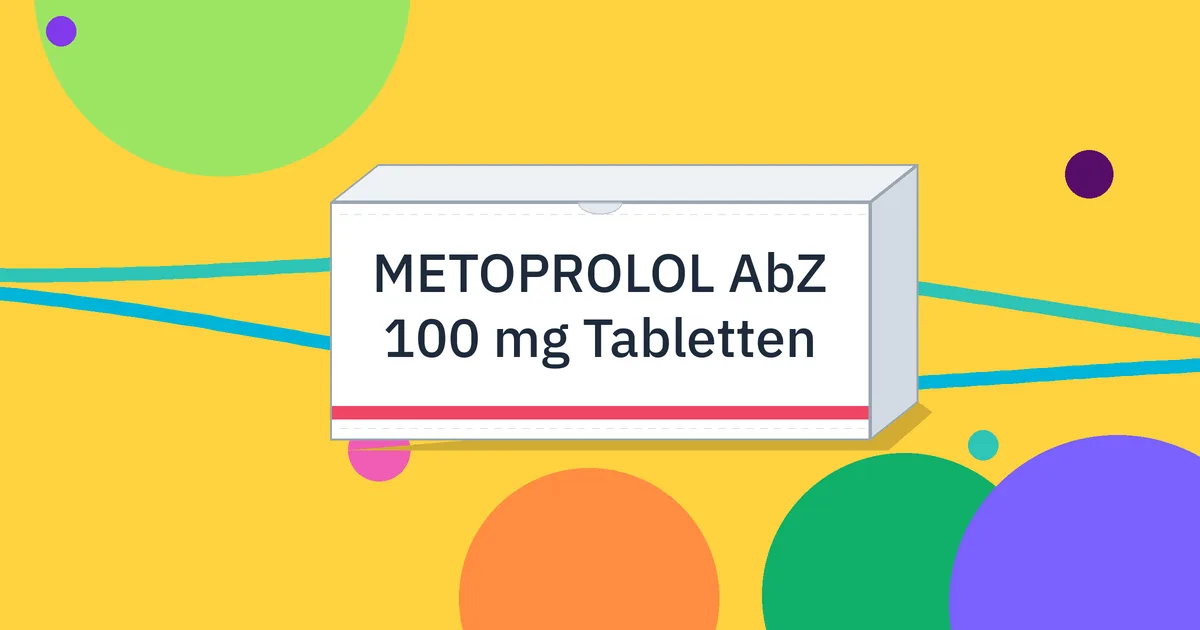 Symbolbild: Packung mit der Aufschrift METOPROLOL AbZ 100 mg Tabletten (PZN 01016428) – Verfügbarkeit und Bezug in Apotheken in Frankfurt am Main