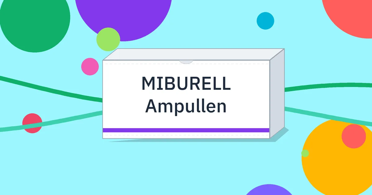 Symbolbild: Packung mit der Aufschrift MIBURELL Ampullen (PZN 08916230) – Verfügbarkeit und Bezug in Apotheken in Frankfurt am Main