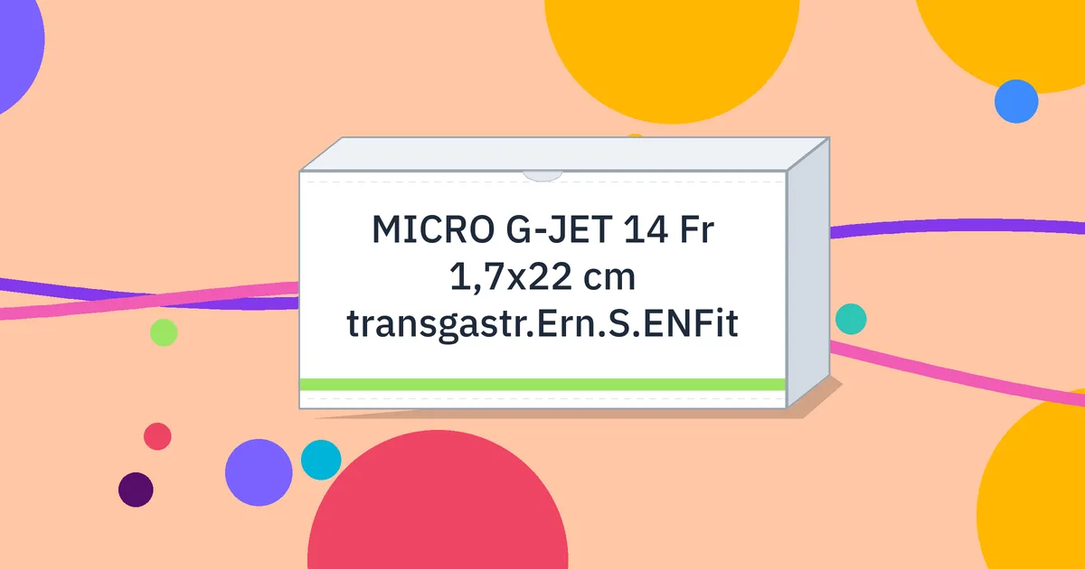 Symbolbild: Packung mit der Aufschrift MICRO G-JET 14 Fr 1,7x22 cm transgastr.Ern.S.ENFit (PZN 17818294) – Verfügbarkeit und Bezug in Apotheken in Frankfurt am Main
