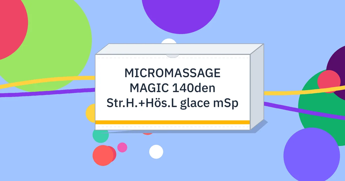 Symbolbild: Packung mit der Aufschrift MICROMASSAGE MAGIC 140den Str.H.+Hös.L glace mSp (PZN 03980424) – Verfügbarkeit und Bezug in Apotheken in Frankfurt am Main