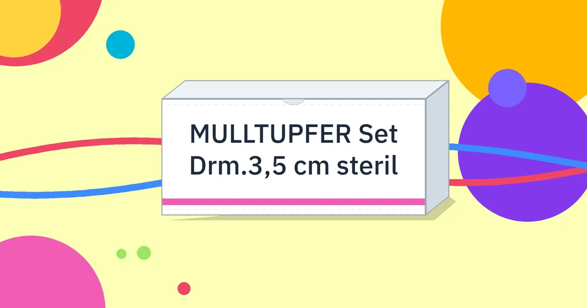 Symbolbild: Packung mit der Aufschrift MULLTUPFER Set Drm.3,5 cm steril (PZN 06435874) – Verfügbarkeit und Bezug in Apotheken in Frankfurt am Main
