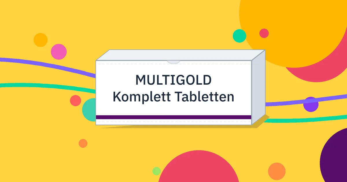 Symbolbild: Packung mit der Aufschrift MULTIGOLD Komplett Tabletten (PZN 17890877) – Verfügbarkeit und Bezug in Apotheken in Frankfurt am Main