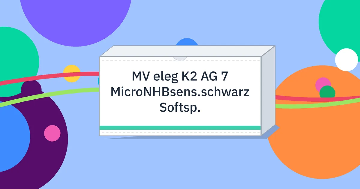 Symbolbild: Packung mit der Aufschrift MV eleg K2 AG 7 MicroNHBsens.schwarz Softsp. (PZN 16068684) – Verfügbarkeit und Bezug in Apotheken in Frankfurt am Main