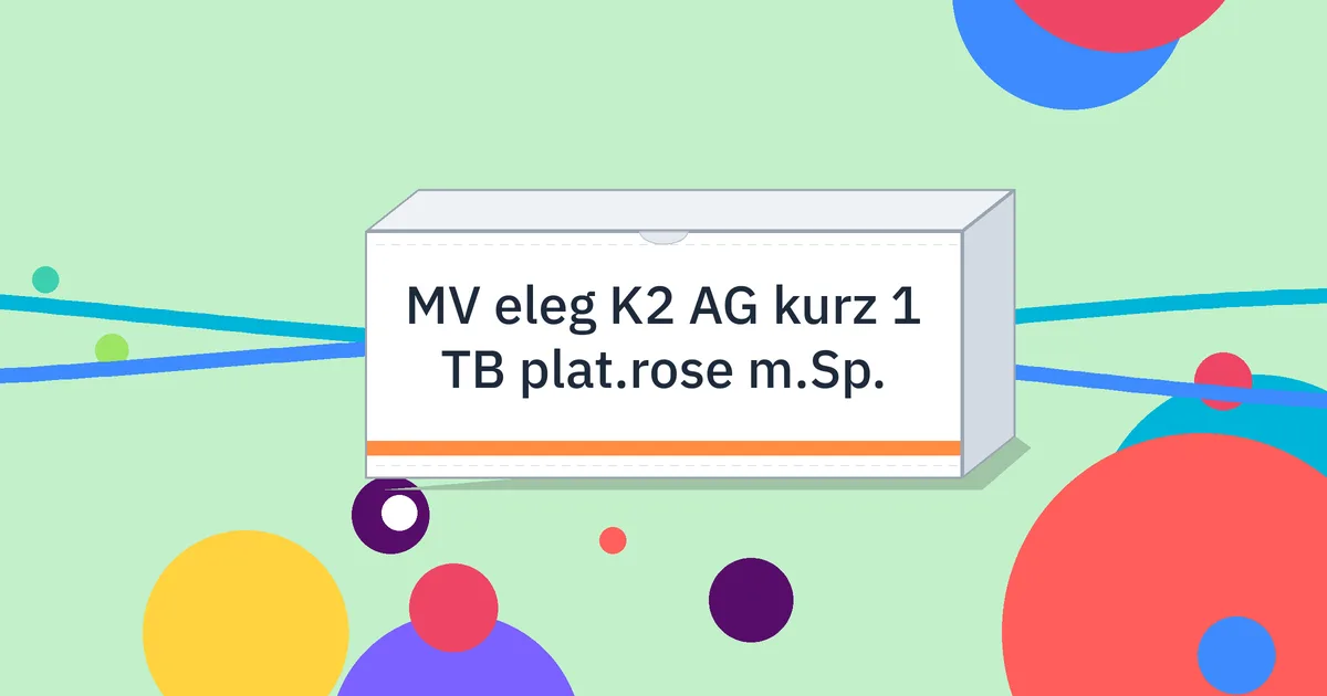 Symbolbild: Packung mit der Aufschrift MV eleg K2 AG kurz 1 TB plat.rose m.Sp. (PZN 14696382) – Verfügbarkeit und Bezug in Apotheken in Frankfurt am Main