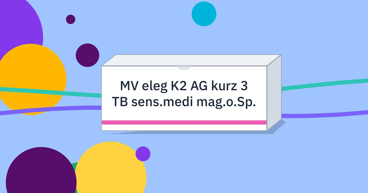 Symbolbild: Packung mit der Aufschrift MV eleg K2 AG kurz 3 TB sens.medi mag.o.Sp. (PZN 14636150) – Verfügbarkeit und Bezug in Apotheken in Frankfurt am Main