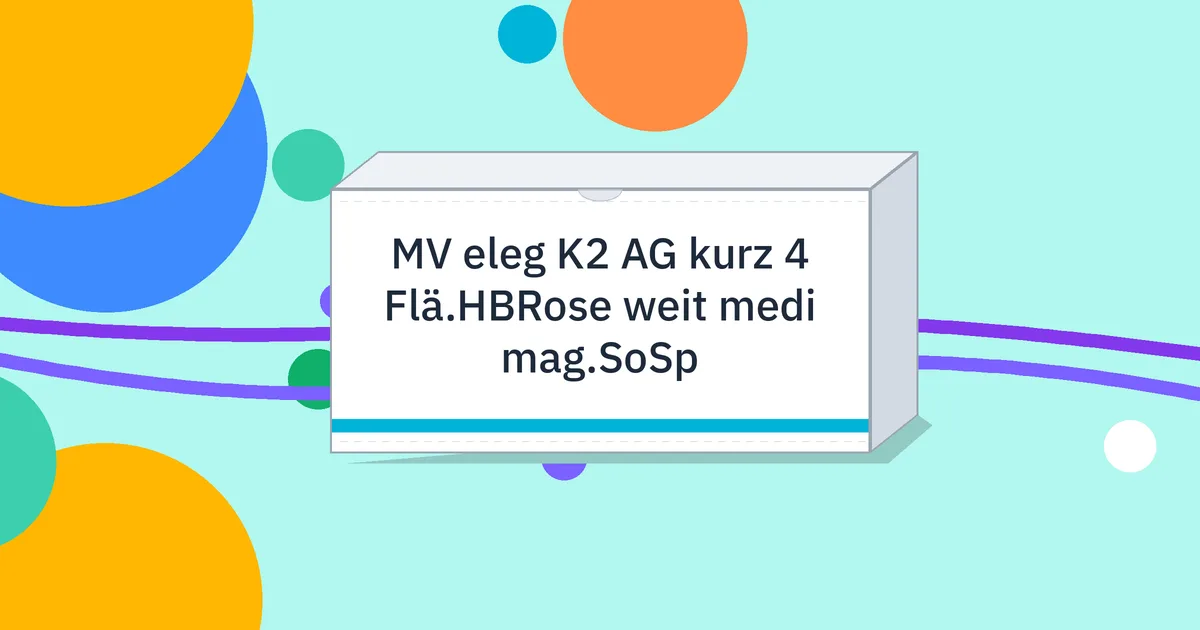 Symbolbild: Packung mit der Aufschrift MV eleg K2 AG kurz 4 Flä.HBRose weit medi mag.SoSp (PZN 15706148) – Verfügbarkeit und Bezug in Apotheken in Frankfurt am Main