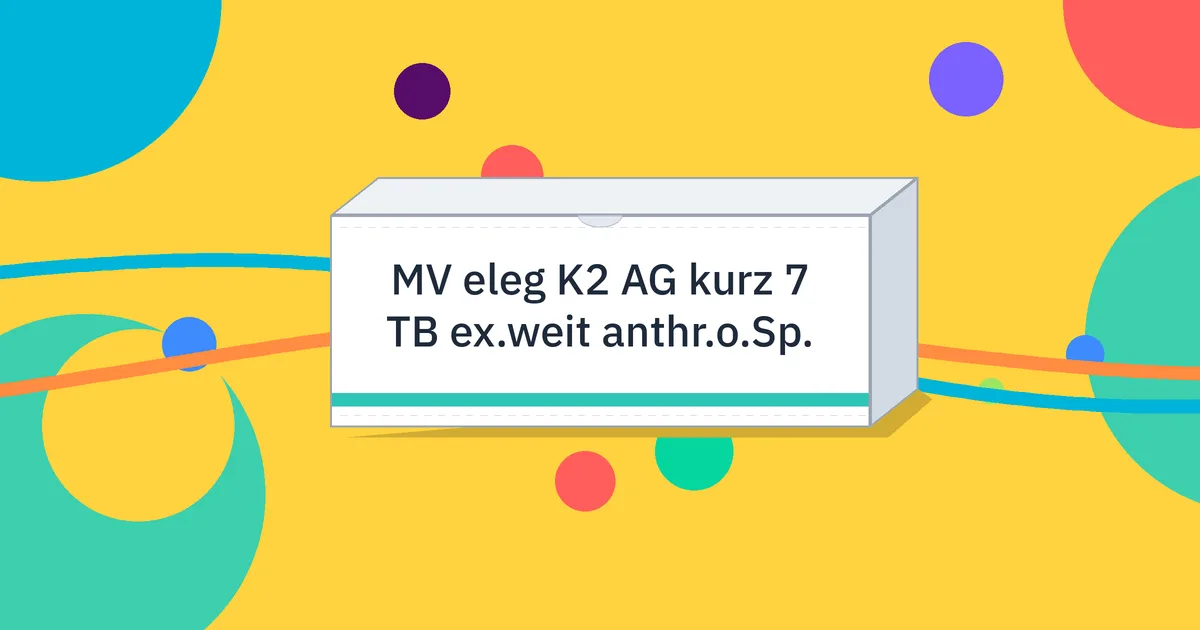 Symbolbild: Packung mit der Aufschrift MV eleg K2 AG kurz 7 TB ex.weit anthr.o.Sp. (PZN 09879873) – Verfügbarkeit und Bezug in Apotheken in Frankfurt am Main