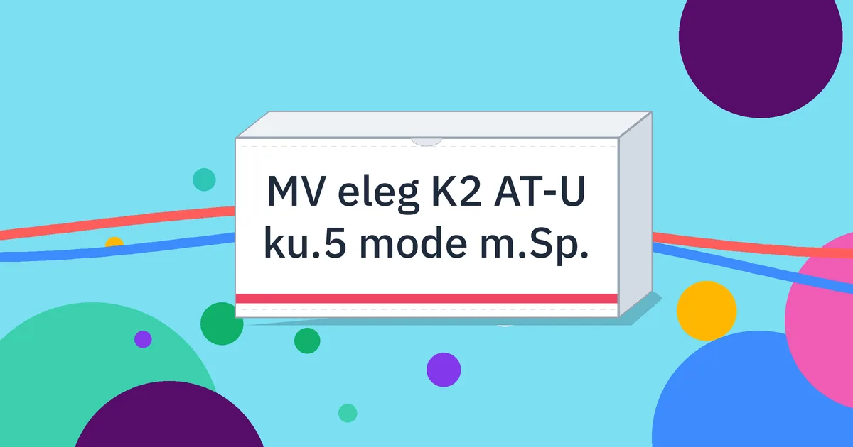 Symbolbild: Packung mit der Aufschrift MV eleg K2 AT-U ku.5 mode m.Sp. (PZN 04543737) – Verfügbarkeit und Bezug in Apotheken in Frankfurt am Main