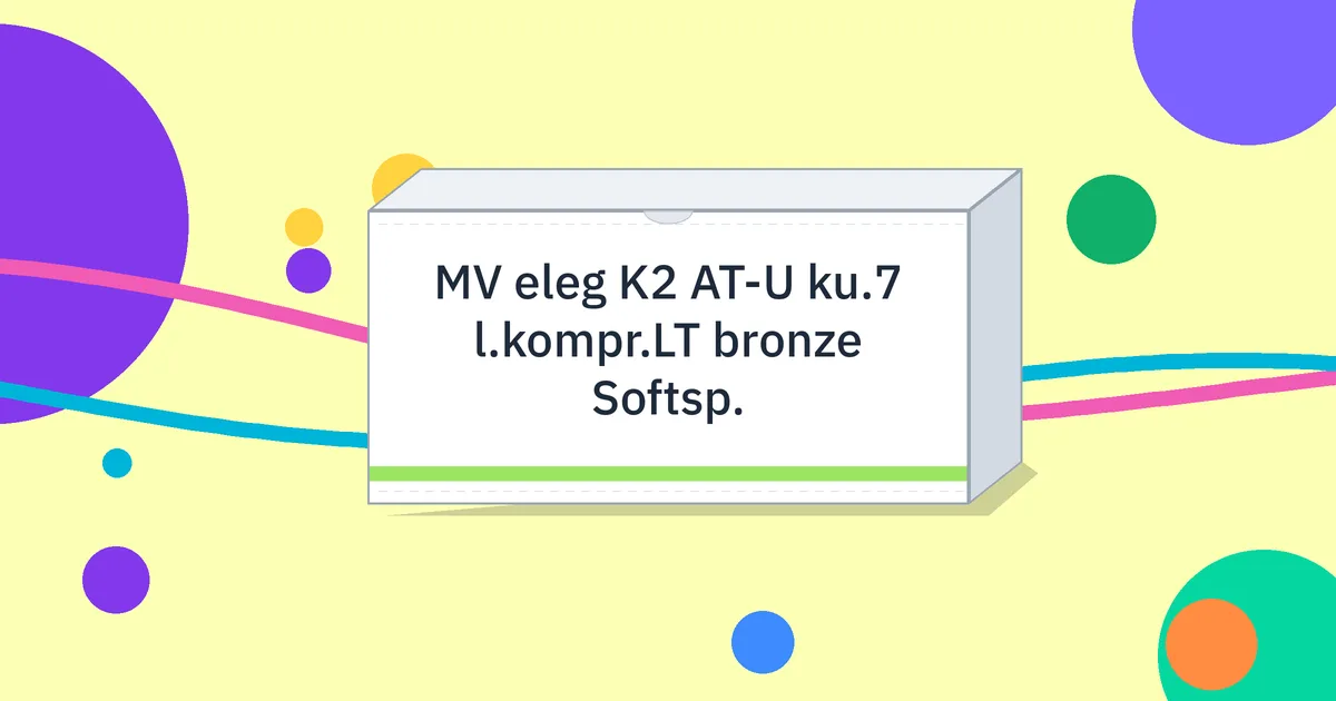 Symbolbild: Packung mit der Aufschrift MV eleg K2 AT-U ku.7 l.kompr.LT bronze Softsp. (PZN 15291428) – Verfügbarkeit und Bezug in Apotheken in Frankfurt am Main