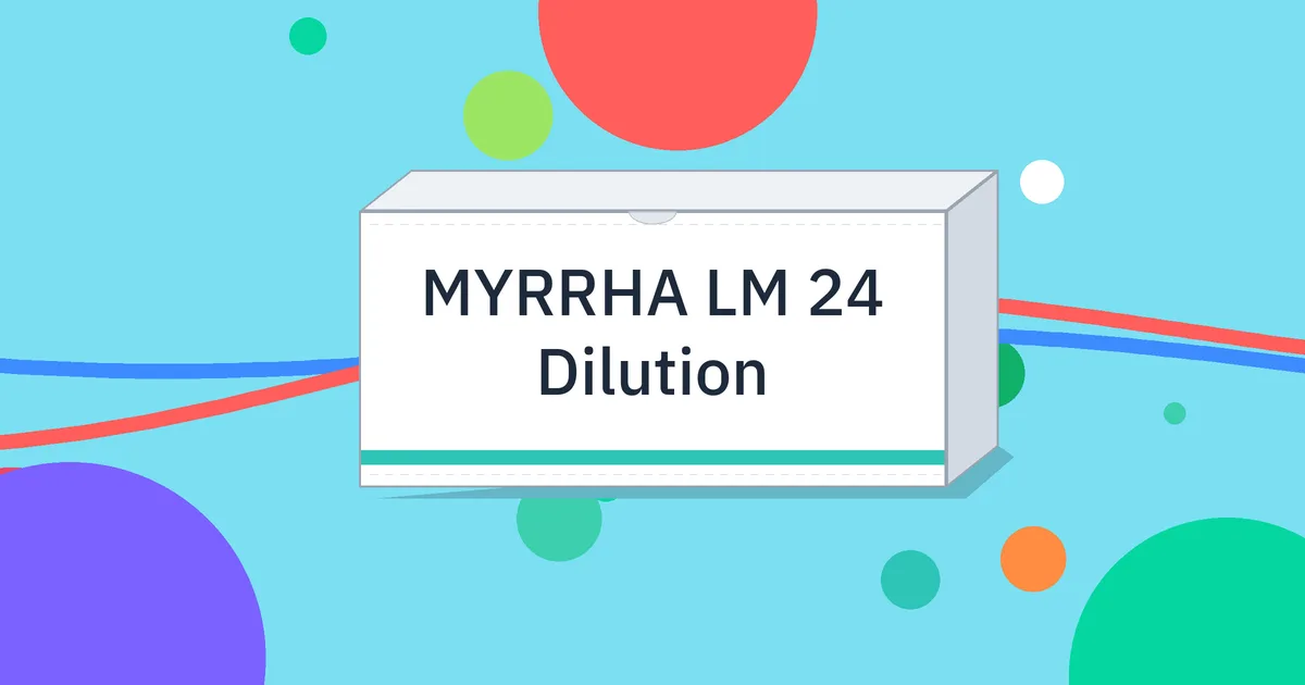 Symbolbild: Packung mit der Aufschrift MYRRHA LM 24 Dilution (PZN 12957714) – Verfügbarkeit und Bezug in Apotheken in Frankfurt am Main