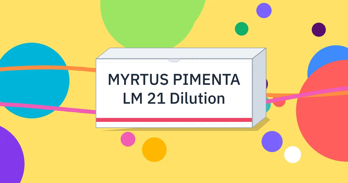 Symbolbild: Packung mit der Aufschrift MYRTUS PIMENTA LM 21 Dilution (PZN 13614531) – Verfügbarkeit und Bezug in Apotheken in Frankfurt am Main