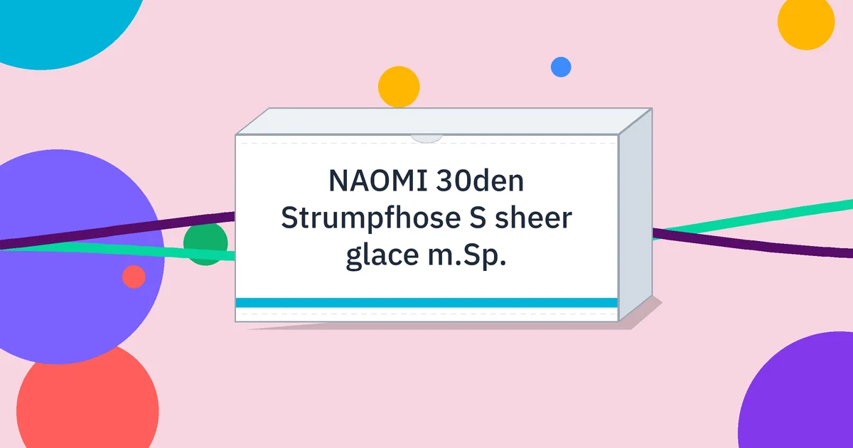 Symbolbild: Packung mit der Aufschrift NAOMI 30den Strumpfhose S sheer glace m.Sp. (PZN 16179099) – Verfügbarkeit und Bezug in Apotheken in Frankfurt am Main