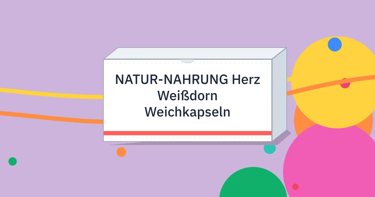 Symbolbild: Packung mit der Aufschrift NATUR-NAHRUNG Herz Weißdorn Weichkapseln (PZN 18295645) – Verfügbarkeit und Bezug in Apotheken in Frankfurt am Main