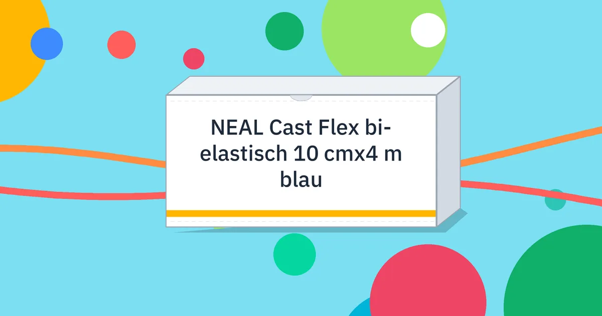 Symbolbild: Packung mit der Aufschrift NEAL Cast Flex bi-elastisch 10 cmx4 m blau (PZN 18796815) – Verfügbarkeit und Bezug in Apotheken in Frankfurt am Main