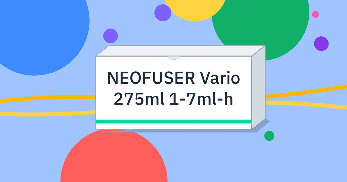 Symbolbild: Packung mit der Aufschrift NEOFUSER Vario 275ml 1-7ml-h (PZN 16512446) – Verfügbarkeit und Bezug in Apotheken in Frankfurt am Main