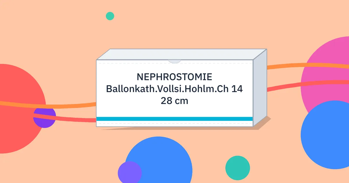 Symbolbild: Packung mit der Aufschrift NEPHROSTOMIE Ballonkath.Vollsi.Hohlm.Ch 14 28 cm (PZN 00443281) – Verfügbarkeit und Bezug in Apotheken in Frankfurt am Main