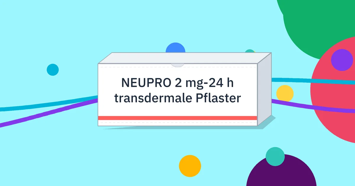 Symbolbild: Packung mit der Aufschrift NEUPRO 2 mg-24 h transdermale Pflaster (PZN 10180836) – Verfügbarkeit und Bezug in Apotheken in Frankfurt am Main