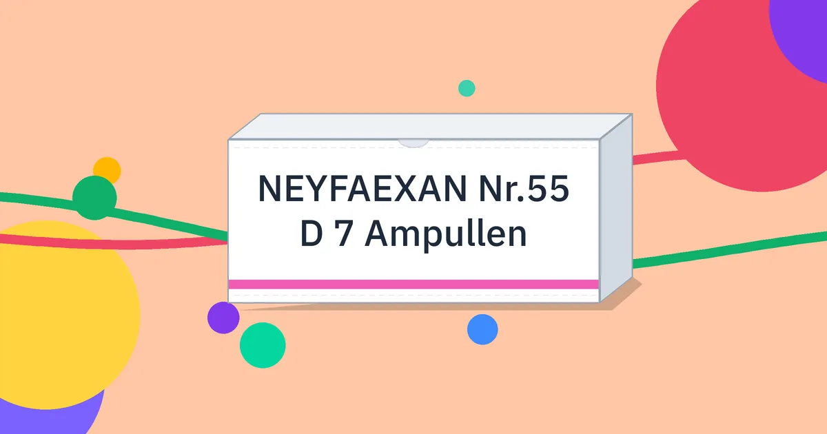 Symbolbild: Packung mit der Aufschrift NEYFAEXAN Nr.55 D 7 Ampullen (PZN 06487032) – Verfügbarkeit und Bezug in Apotheken in Frankfurt am Main