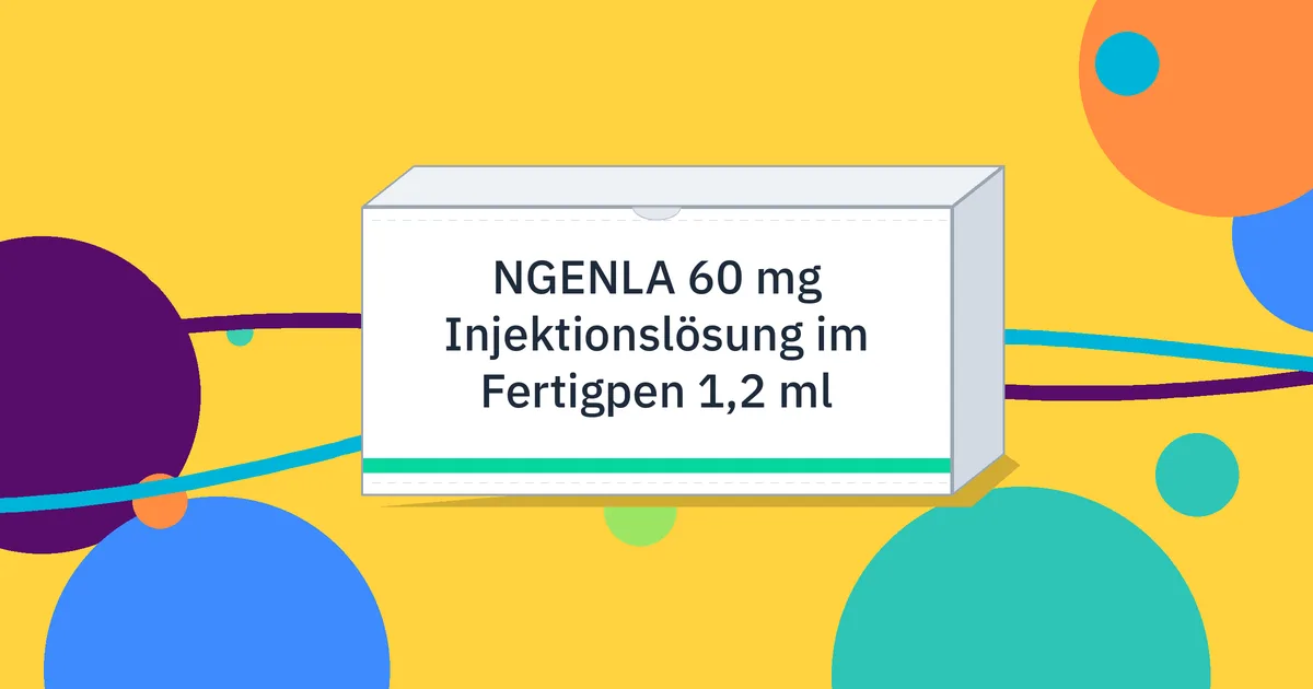 Symbolbild: Packung mit der Aufschrift NGENLA 60 mg Injektionslösung im Fertigpen 1,2 ml (PZN 17591703) – Verfügbarkeit und Bezug in Apotheken in Frankfurt am Main