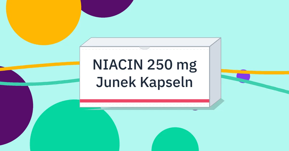Symbolbild: Packung mit der Aufschrift NIACIN 250 mg Junek Kapseln (PZN 13578568) – Verfügbarkeit und Bezug in Apotheken in Frankfurt am Main
