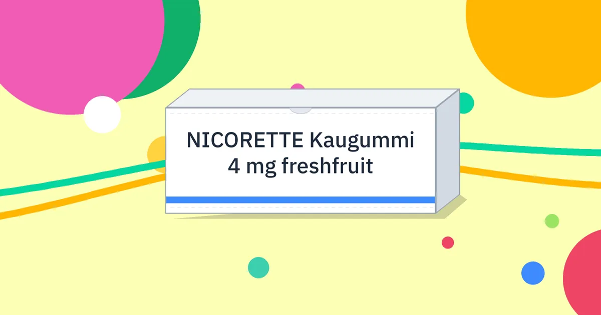 Symbolbild: Packung mit der Aufschrift NICORETTE Kaugummi 4 mg freshfruit (PZN 17276953) – Verfügbarkeit und Bezug in Apotheken in Frankfurt am Main