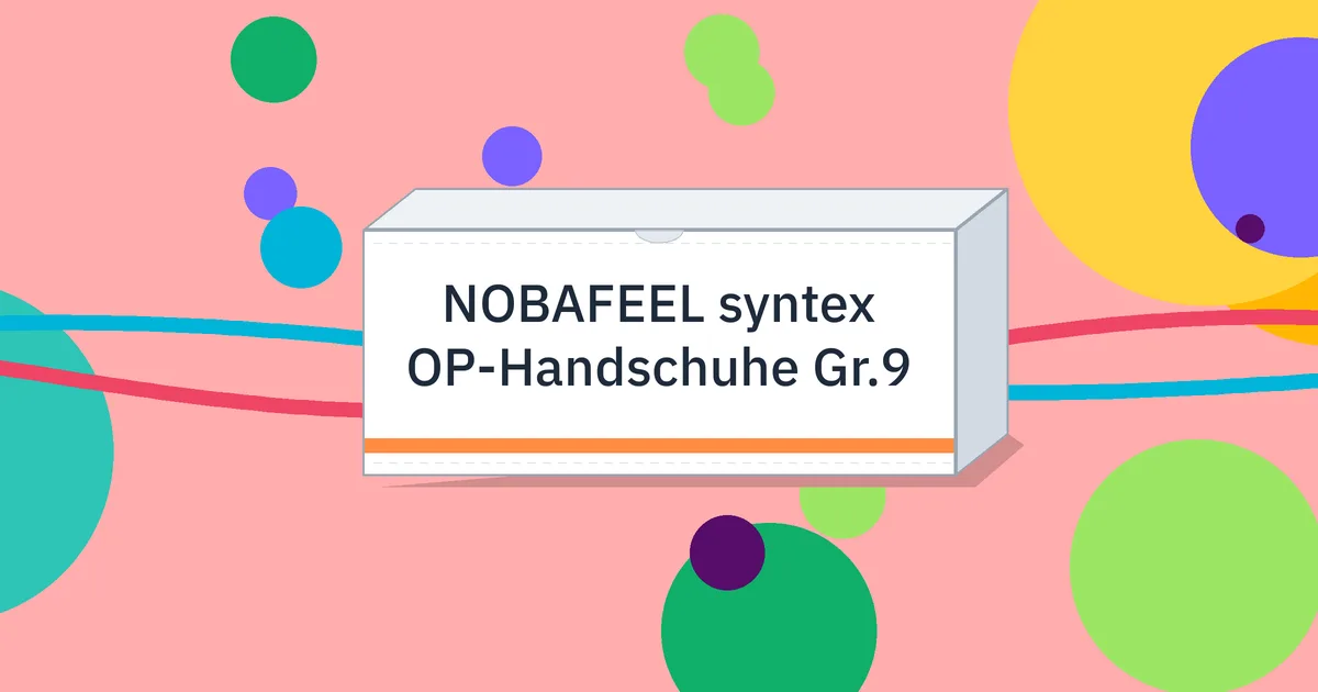 Symbolbild: Packung mit der Aufschrift NOBAFEEL syntex OP-Handschuhe Gr.9 (PZN 09613253) – Verfügbarkeit und Bezug in Apotheken in Frankfurt am Main