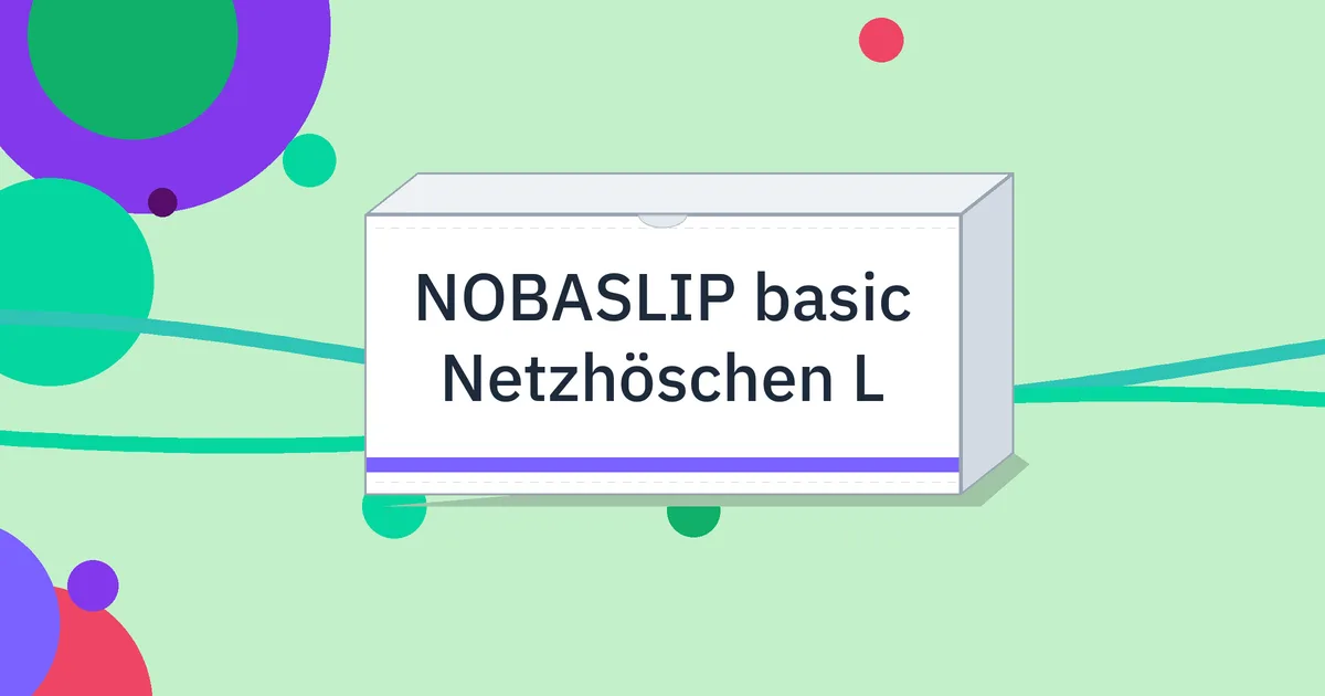 Symbolbild: Packung mit der Aufschrift NOBASLIP basic Netzhöschen L (PZN 10824305) – Verfügbarkeit und Bezug in Apotheken in Frankfurt am Main