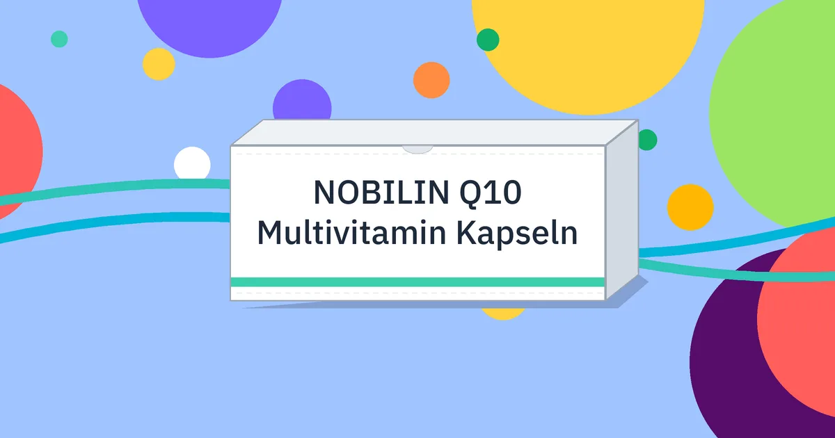 Symbolbild: Packung mit der Aufschrift NOBILIN Q10 Multivitamin Kapseln (PZN 00573173) – Verfügbarkeit und Bezug in Apotheken in Frankfurt am Main