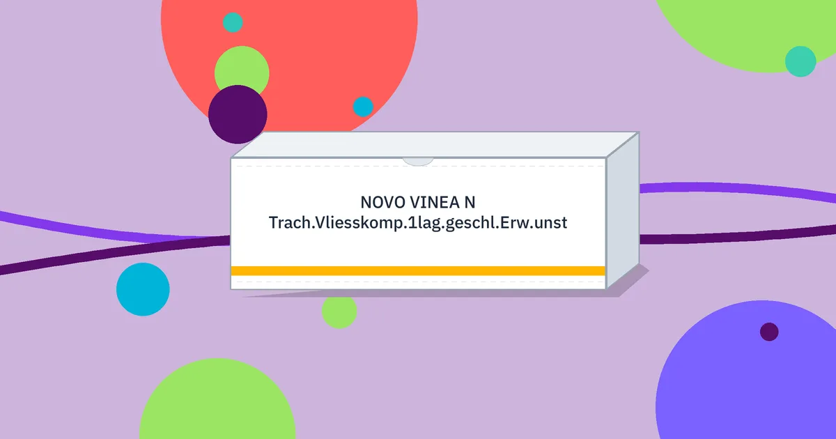 Symbolbild: Packung mit der Aufschrift NOVO VINEA N Trach.Vliesskomp.1lag.geschl.Erw.unst (PZN 19195259) – Verfügbarkeit und Bezug in Apotheken in Frankfurt am Main