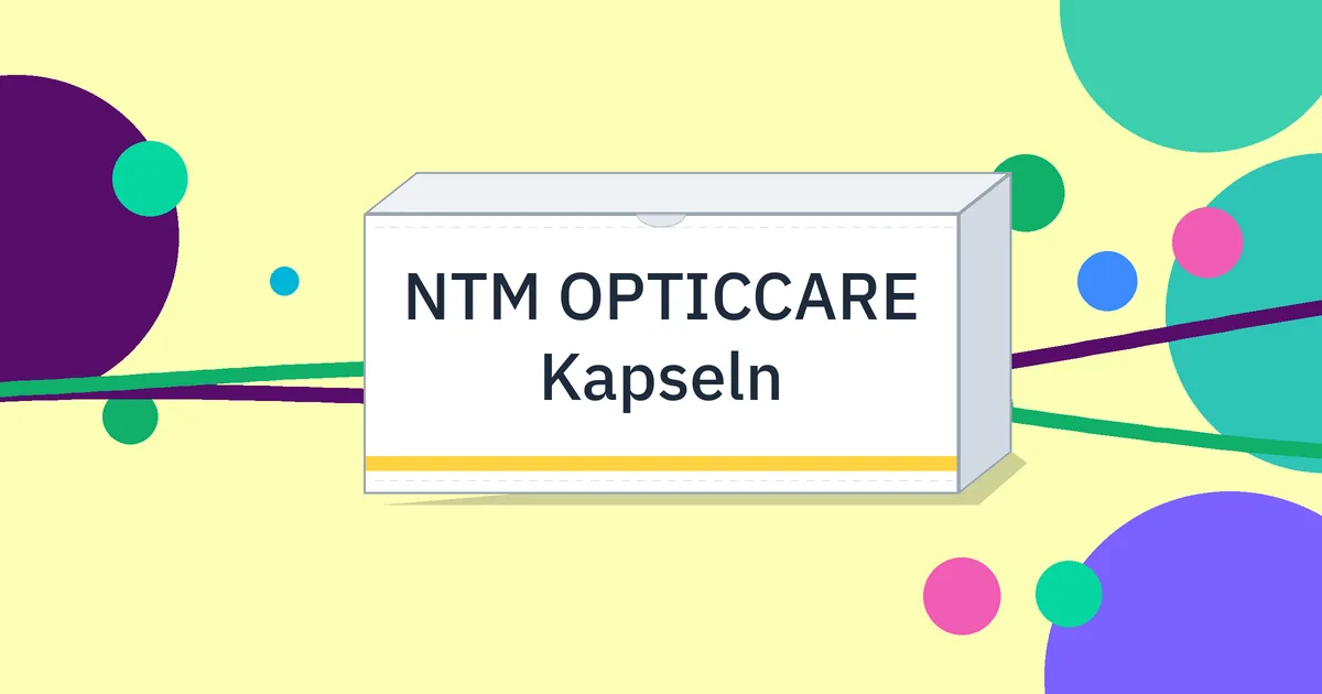 Symbolbild: Packung mit der Aufschrift NTM OPTICCARE Kapseln (PZN 07647006) – Verfügbarkeit und Bezug in Apotheken in Frankfurt am Main