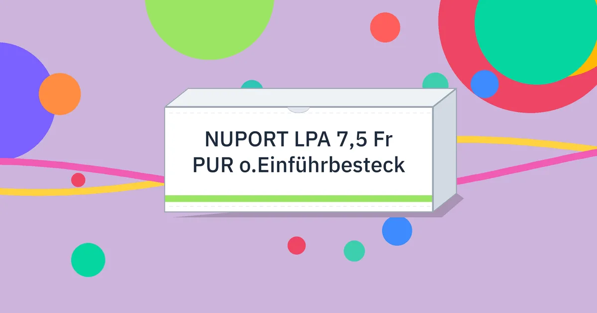 Symbolbild: Packung mit der Aufschrift NUPORT LPA 7,5 Fr PUR o.Einführbesteck (PZN 10269424) – Verfügbarkeit und Bezug in Apotheken in Frankfurt am Main