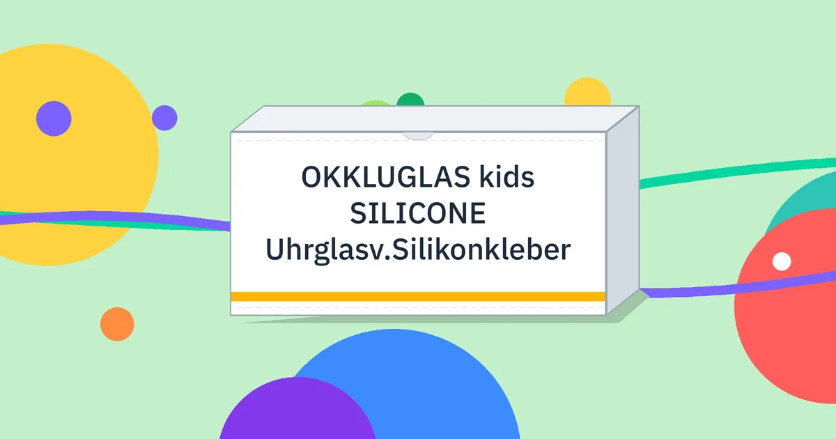 Symbolbild: Packung mit der Aufschrift OKKLUGLAS kids SILICONE Uhrglasv.Silikonkleber (PZN 19188561) – Verfügbarkeit und Bezug in Apotheken in Frankfurt am Main