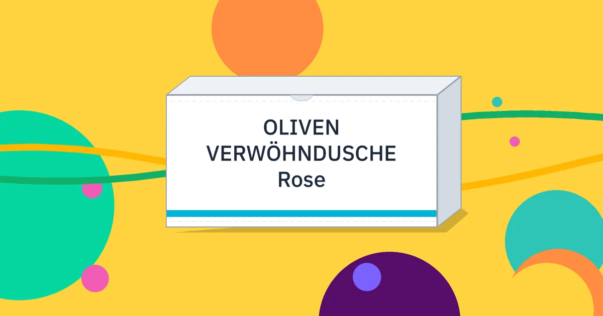Symbolbild: Packung mit der Aufschrift OLIVEN VERWÖHNDUSCHE Rose (PZN 18907338) – Verfügbarkeit und Bezug in Apotheken in Frankfurt am Main