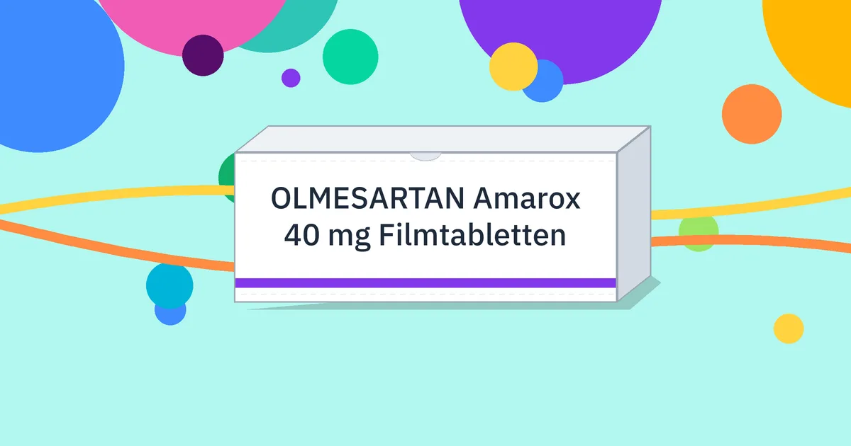 Symbolbild: Packung mit der Aufschrift OLMESARTAN Amarox 40 mg Filmtabletten (PZN 16804580) – Verfügbarkeit und Bezug in Apotheken in Frankfurt am Main