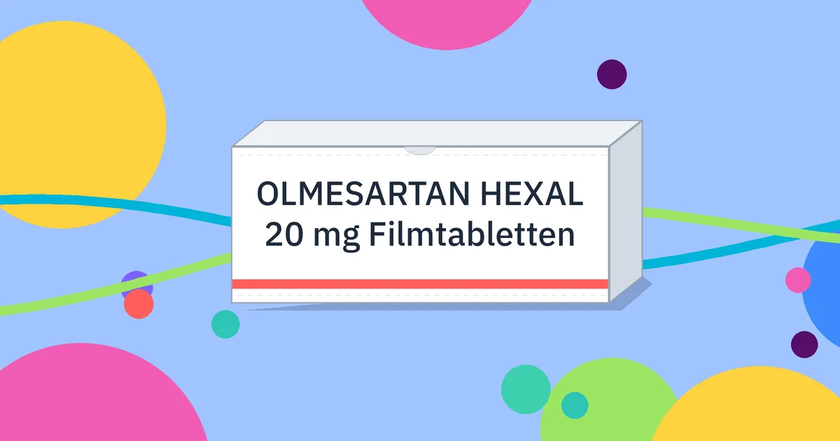 Symbolbild: Packung mit der Aufschrift OLMESARTAN HEXAL 20 mg Filmtabletten (PZN 11874802) – Verfügbarkeit und Bezug in Apotheken in Frankfurt am Main