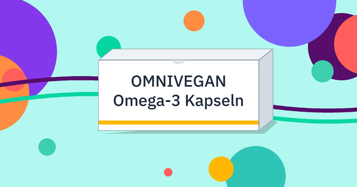 Symbolbild: Packung mit der Aufschrift OMNIVEGAN Omega-3 Kapseln (PZN 15999392) – Verfügbarkeit und Bezug in Apotheken in Frankfurt am Main