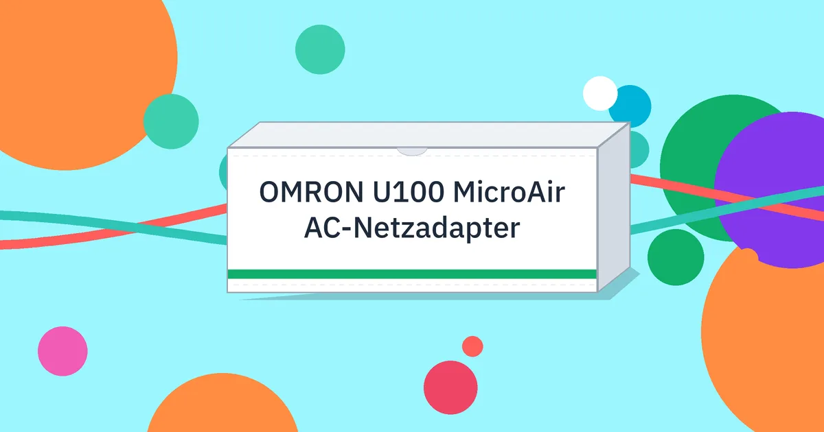 Symbolbild: Packung mit der Aufschrift OMRON U100 MicroAir AC-Netzadapter (PZN 12903569) – Verfügbarkeit und Bezug in Apotheken in Frankfurt am Main