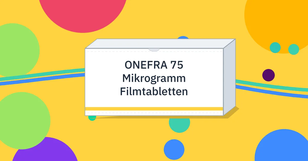 Symbolbild: Packung mit der Aufschrift ONEFRA 75 Mikrogramm Filmtabletten (PZN 18117139) – Verfügbarkeit und Bezug in Apotheken in Frankfurt am Main